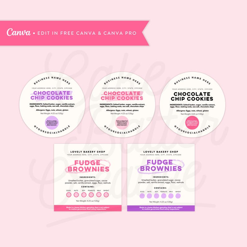 Canva Cottage Law Labels, Bakery Packaging Labels Template, Cake ...