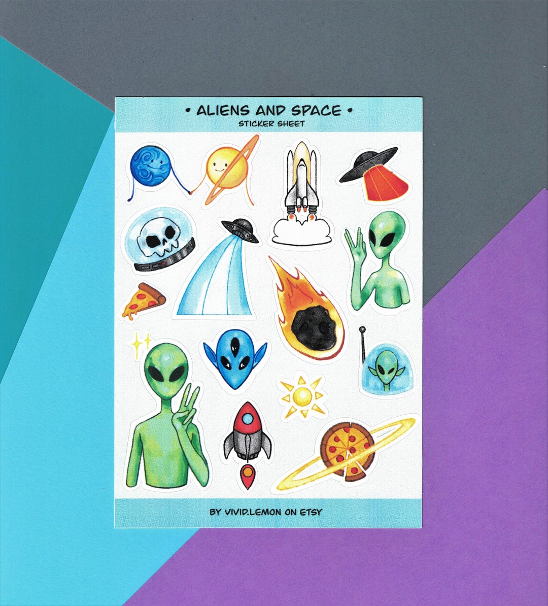 Aliens and Space Sticker Sheet - Etsy