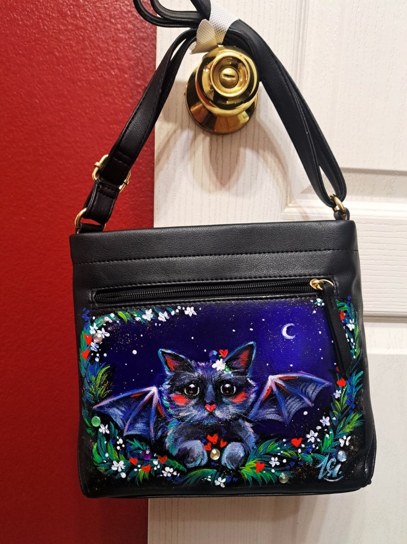 Spooky Kitten Hand Painted Purse - Etsy