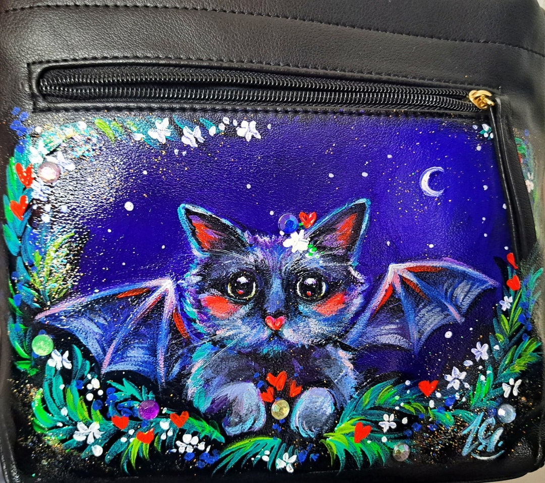 Spooky Kitten Hand Painted Purse - Etsy