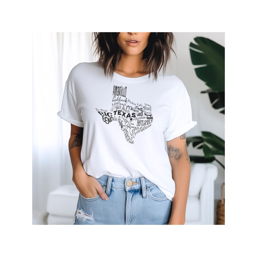 Texas Shirt | Texas Map Shirt | Texas Cities Shirt | Texas Home Shirt ...