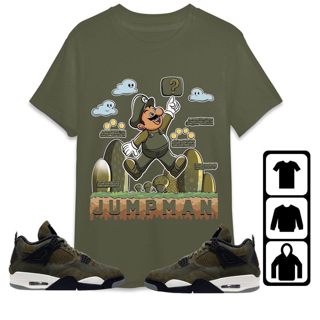 Mario Jumpman Unisex Military Green Tees Jordan 4 SE Craft - Etsy