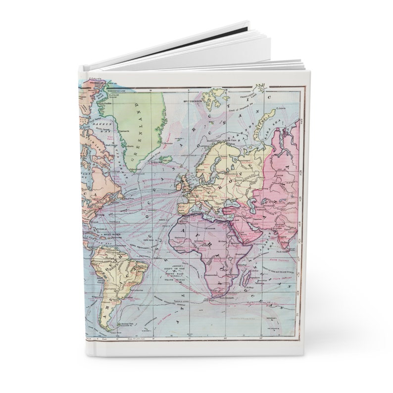 World Map Hardcover Travel Journal Matte - Etsy