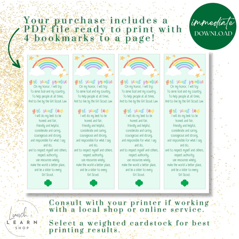 Girl Scouts Rainbow Bookmark Immediate Download - Etsy
