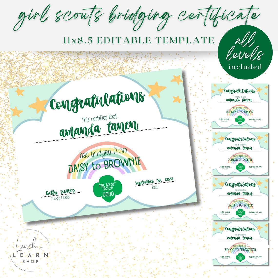 Girl Scouts Bridging Certificate Template Bundle 5 Levels Included - Etsy