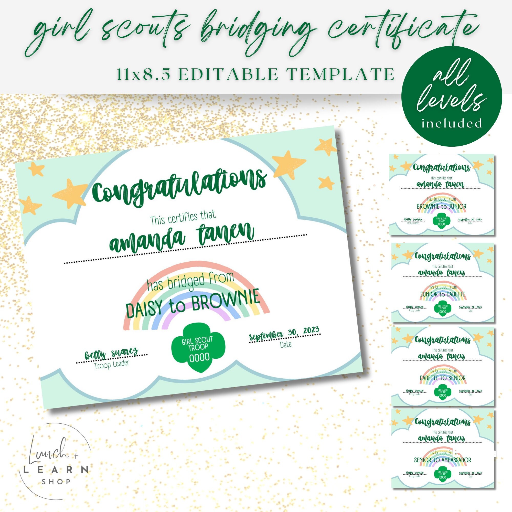 Girl Scouts Bridging Certificate Template Bundle 5 Levels Included - Etsy