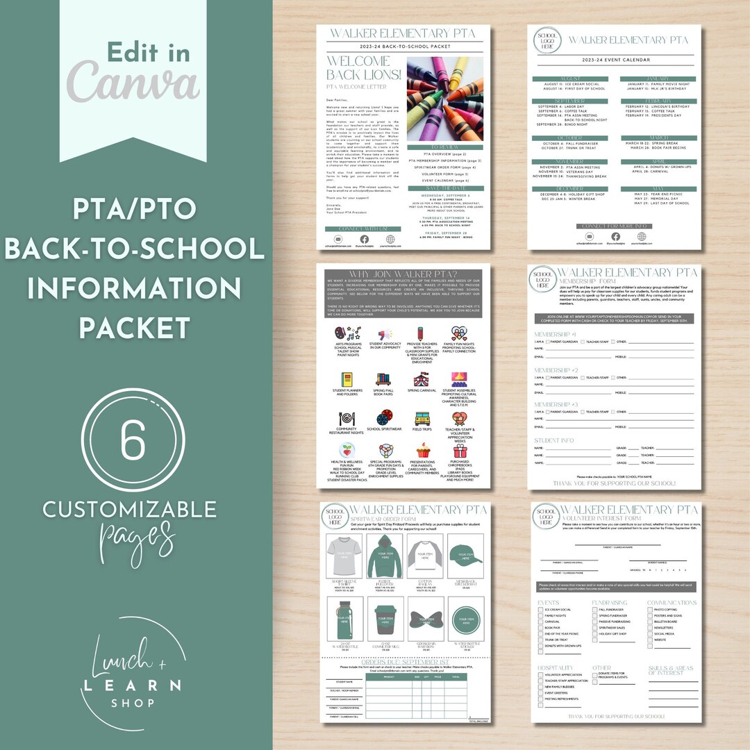 PTA PTO Back to School Packet Template Bundle - Etsy