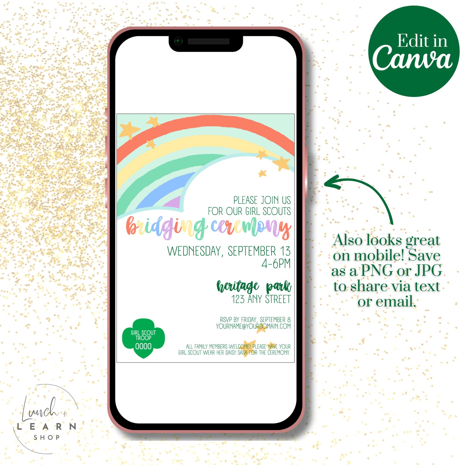 Rainbow Bridging Ceremony Invite - Girl Scouts - Daisy - Brownie ...