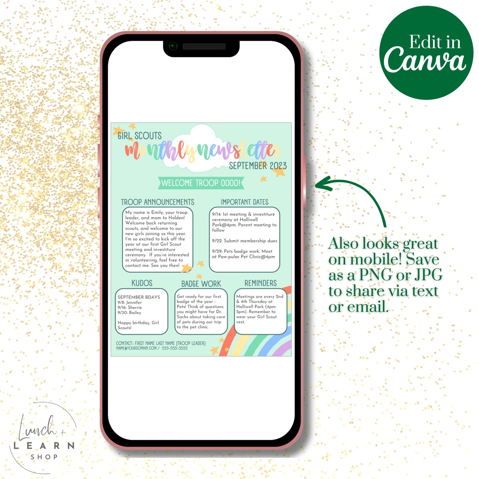 Girl Scouts Newsletter Editable Template - Etsy