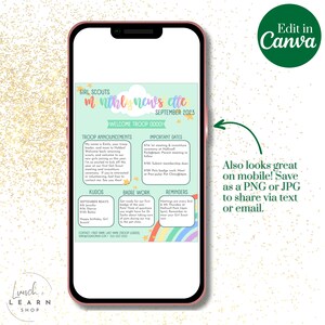 Girl Scouts Newsletter Editable Template - Etsy