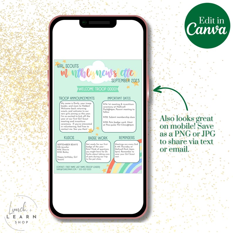 Girl Scouts Newsletter Editable Template - Etsy