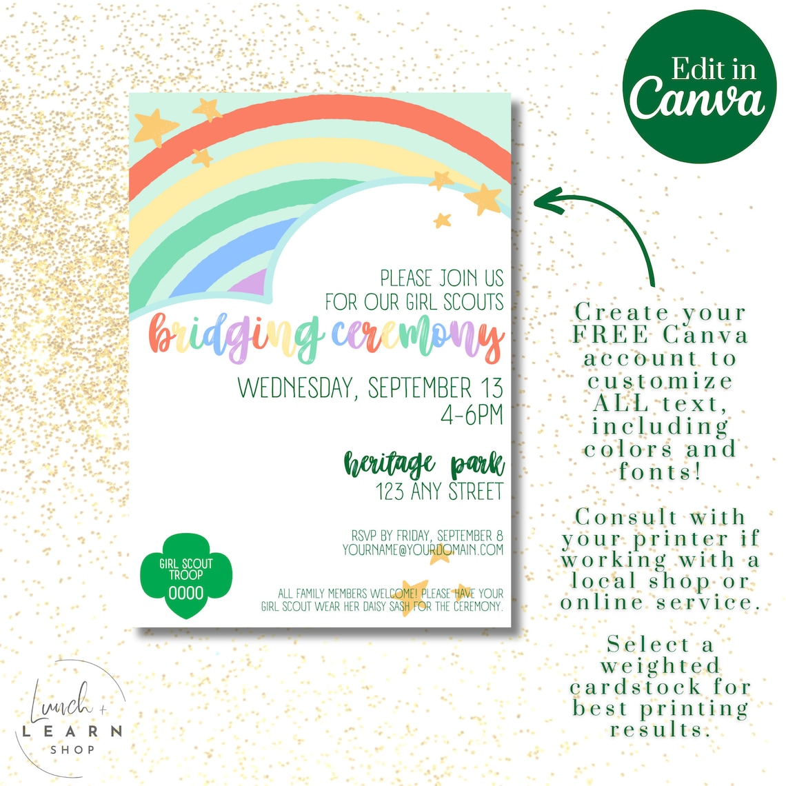 Rainbow Bridging Ceremony Invite - Girl Scouts - Daisy - Brownie ...
