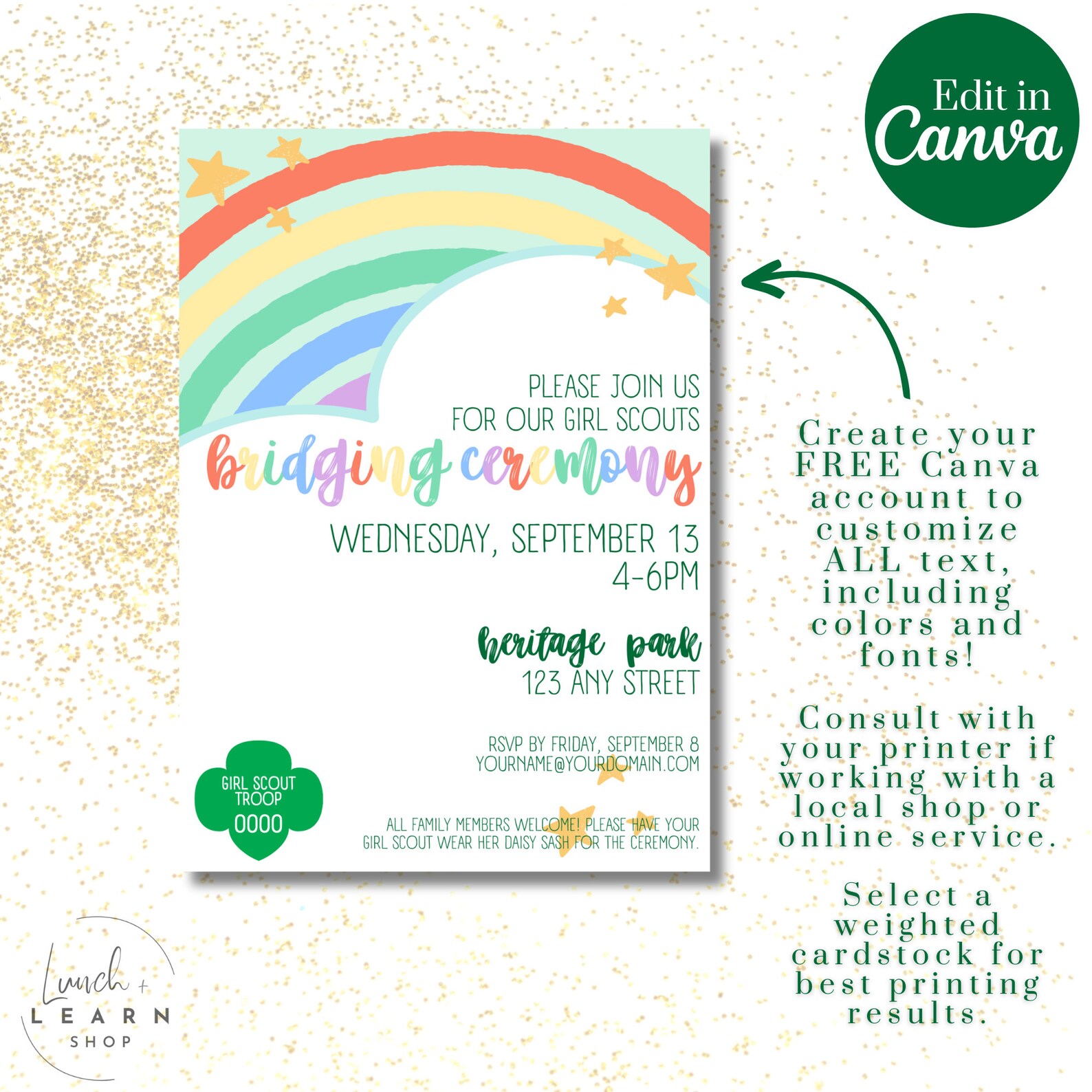 Rainbow Bridging Ceremony Invite - Girl Scouts - Daisy - Brownie ...