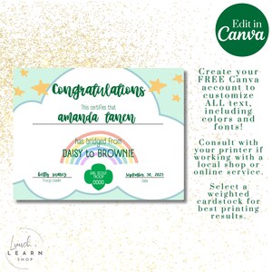 Girl Scouts Bridging Certificate Template Bundle 5 Levels Included - Etsy