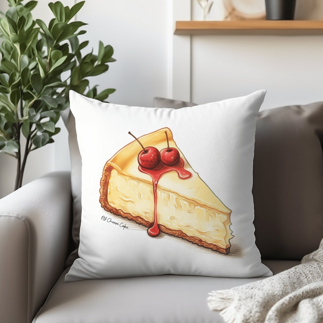 New York Cheesecake Pillow, Designer Square Cushion, Home Art Deco ...