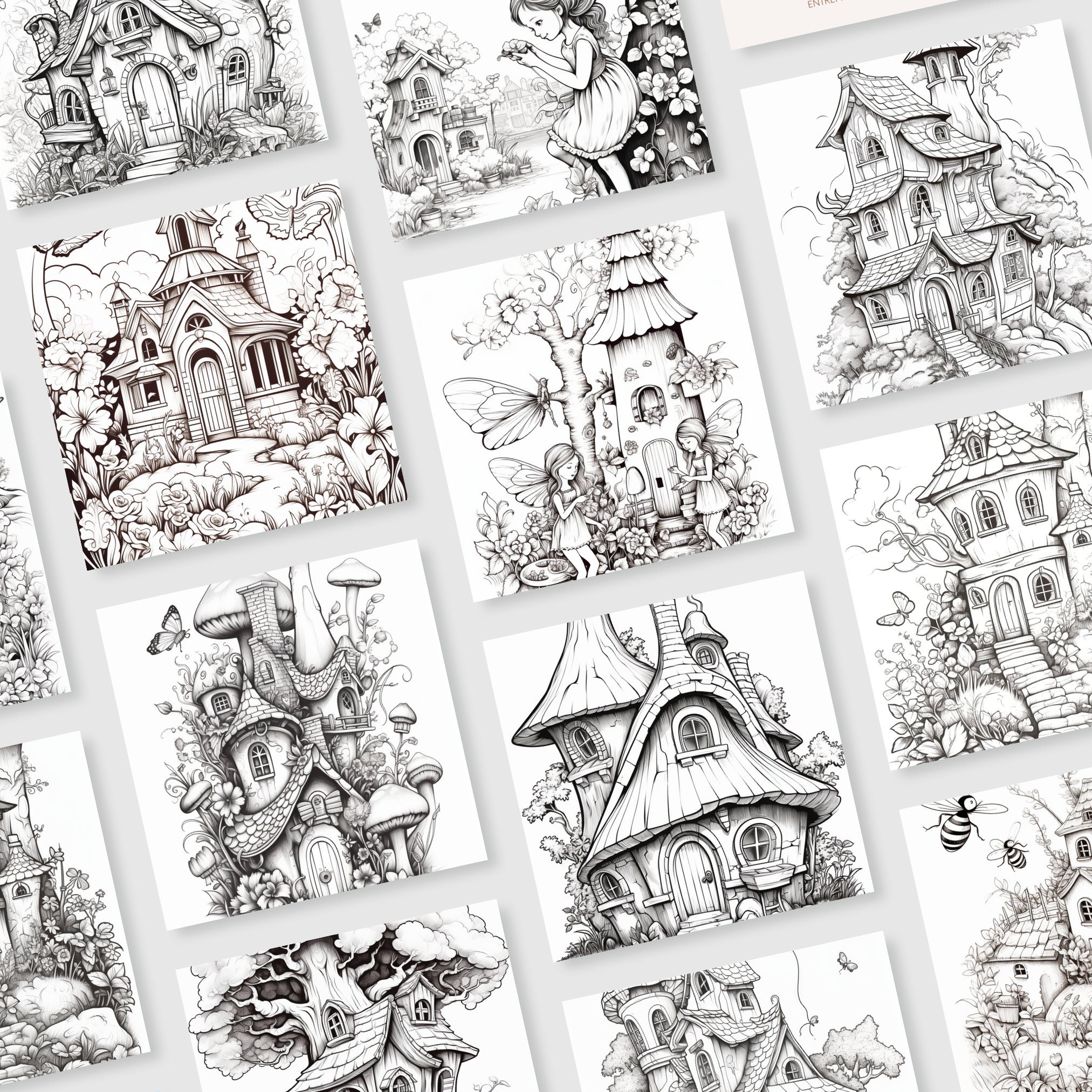 Treehouse Coloring Pages Coloring Fantasy and Fairy World - Etsy