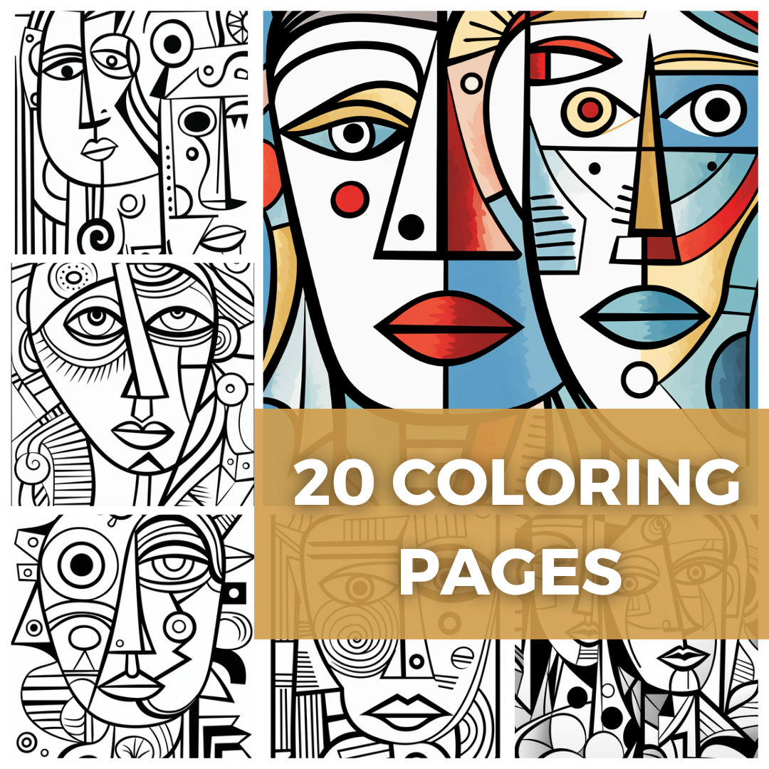 20 Abstract Coloring Page Art Work Picasso Inspiration - Etsy