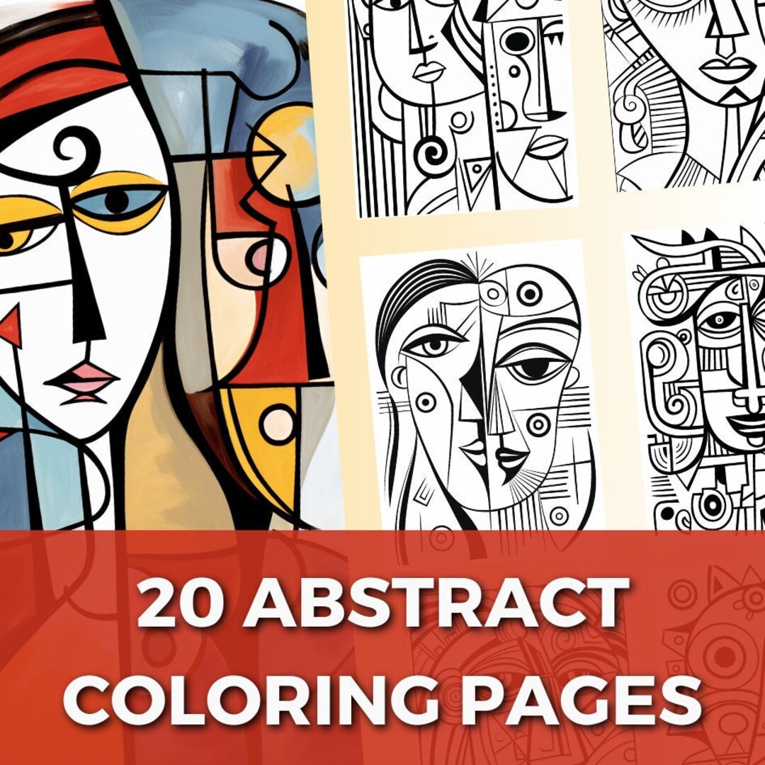 20 Abstract Coloring Page Art Work Picasso Inspiration - Etsy