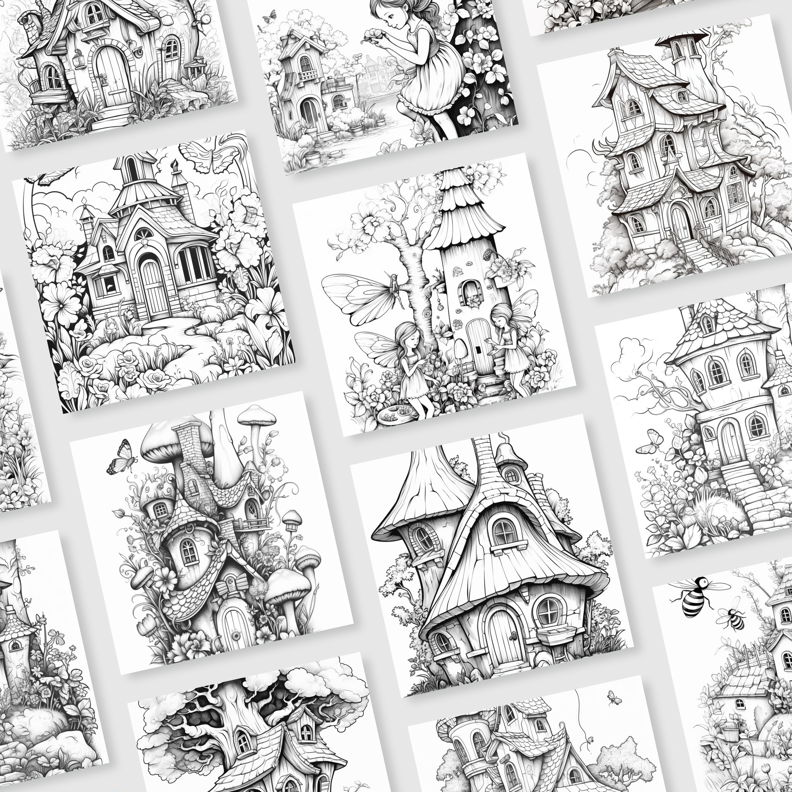 40 Treehouse Coloring Pages Fantasy and Fairy World Coloring - Etsy UK