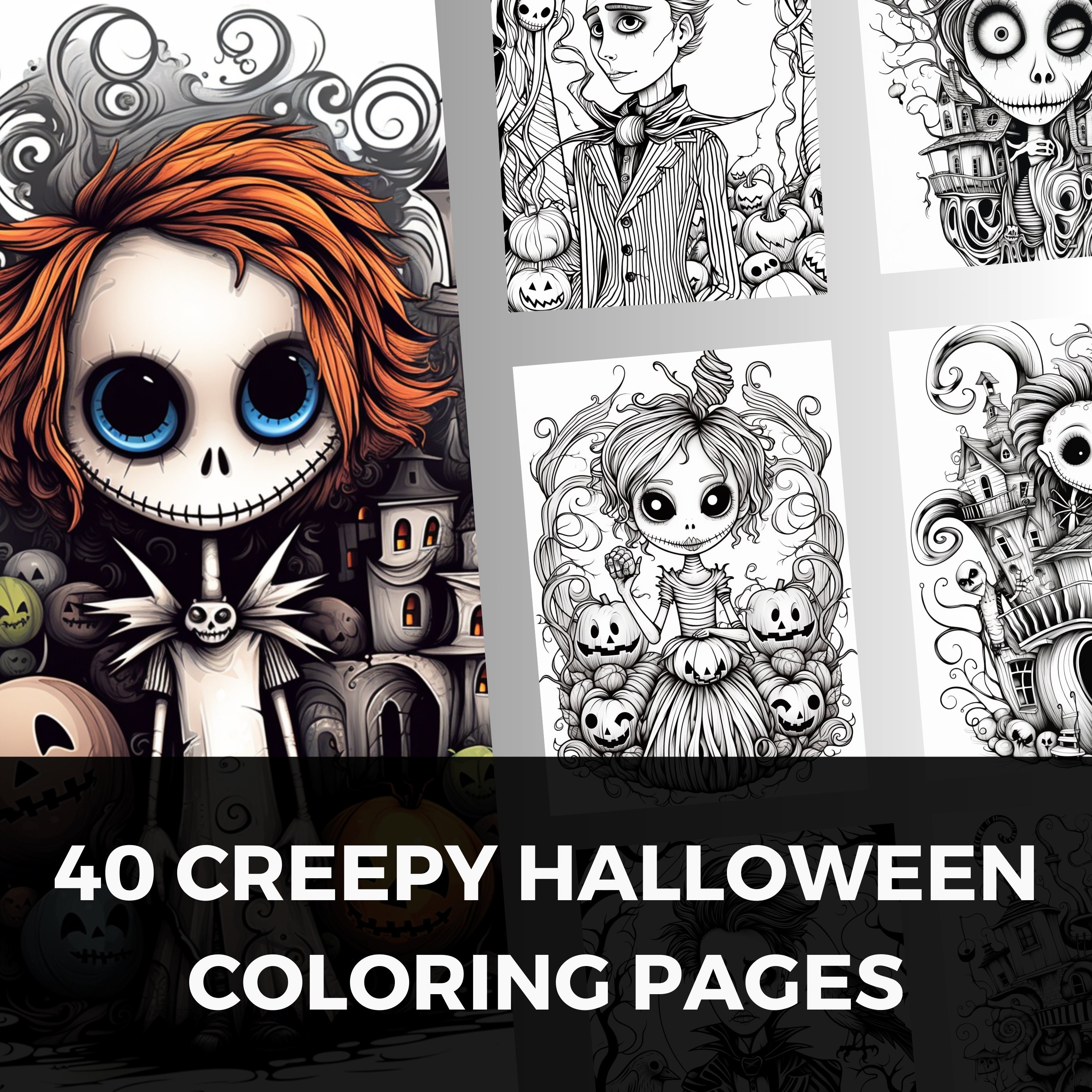 40 Creepy Halloween Coloring Pages Coloring Pages - Etsy