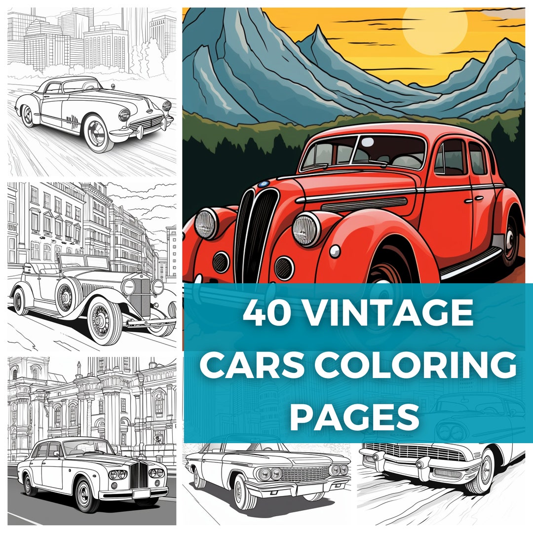40 Vintage Cars Coloring Page Old Retro Cars - Etsy