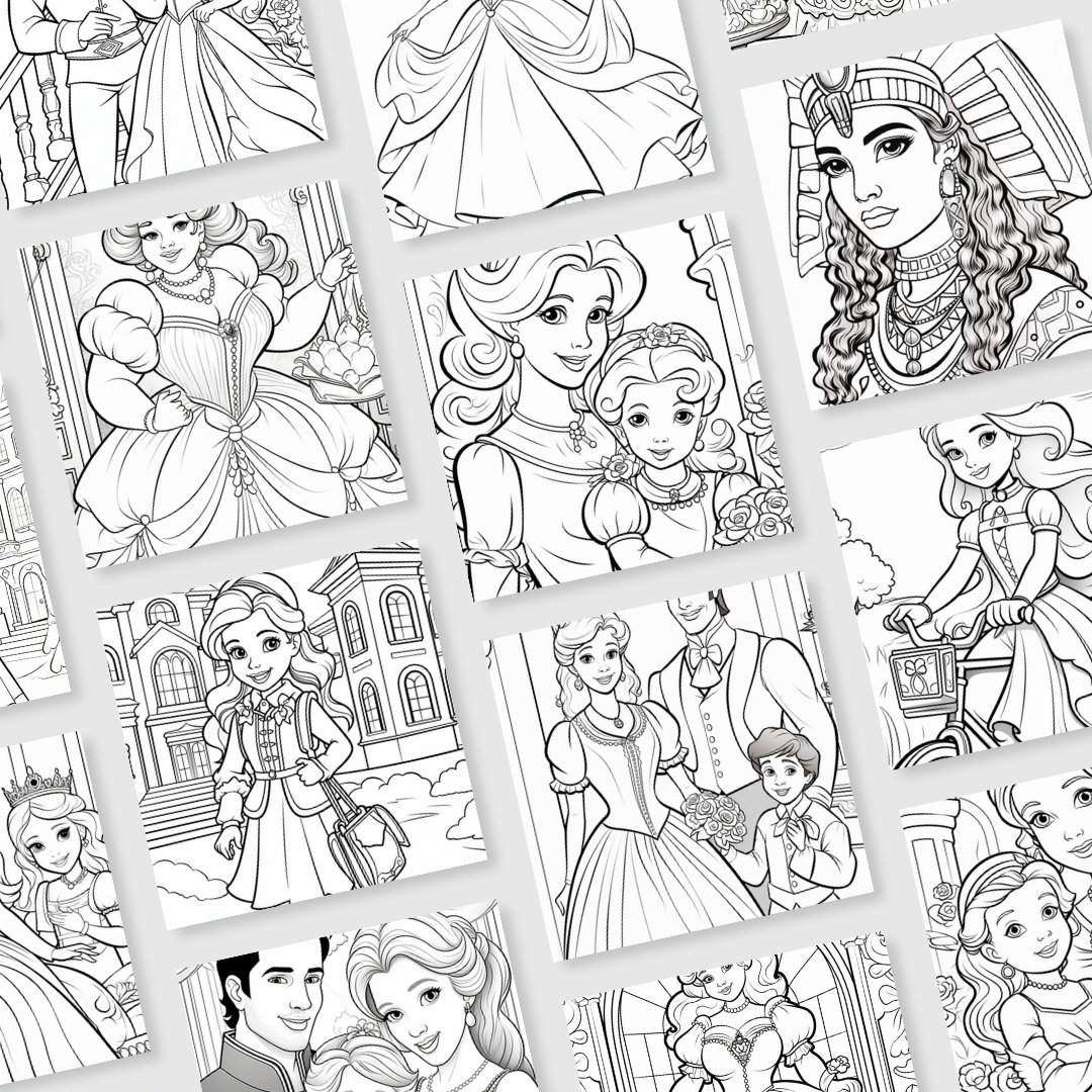 100 Princess Coloring Pages Coloring Pages - Etsy