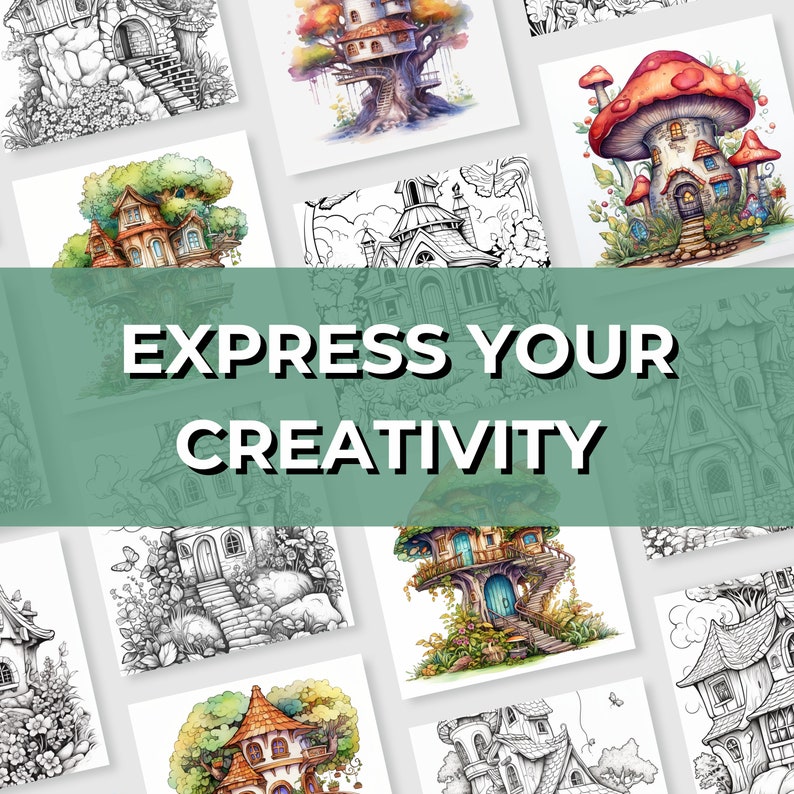 40 Treehouse Coloring Pages Fantasy and Fairy World Coloring - Etsy UK