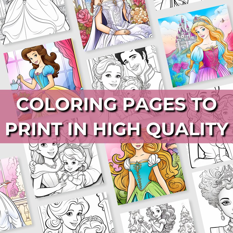 100 Princess Coloring Pages Coloring Pages - Etsy
