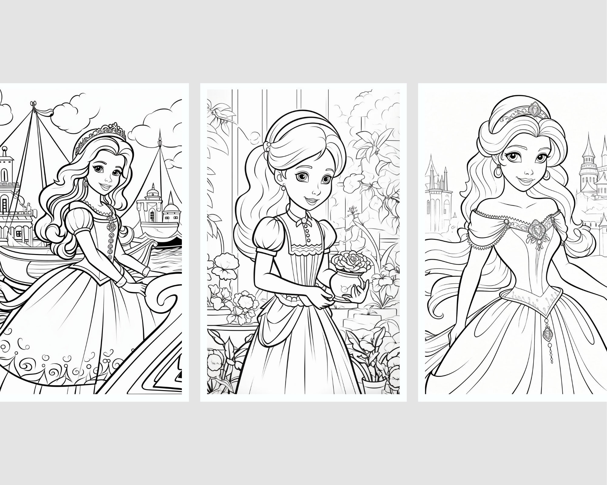 100 Princess Coloring Pages Coloring Pages - Etsy