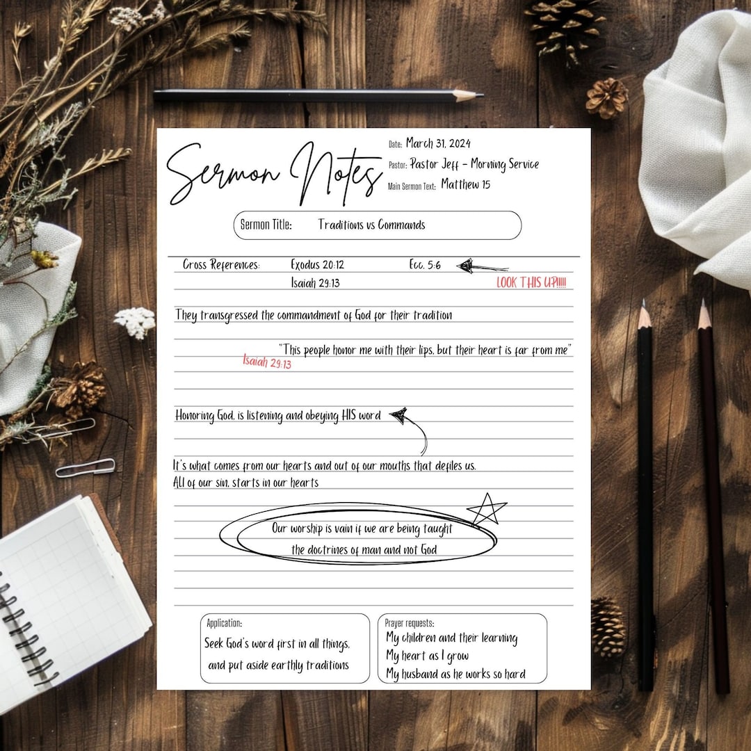 Sermon Notes Page: Church & Bible Study (digital Download) - Etsy