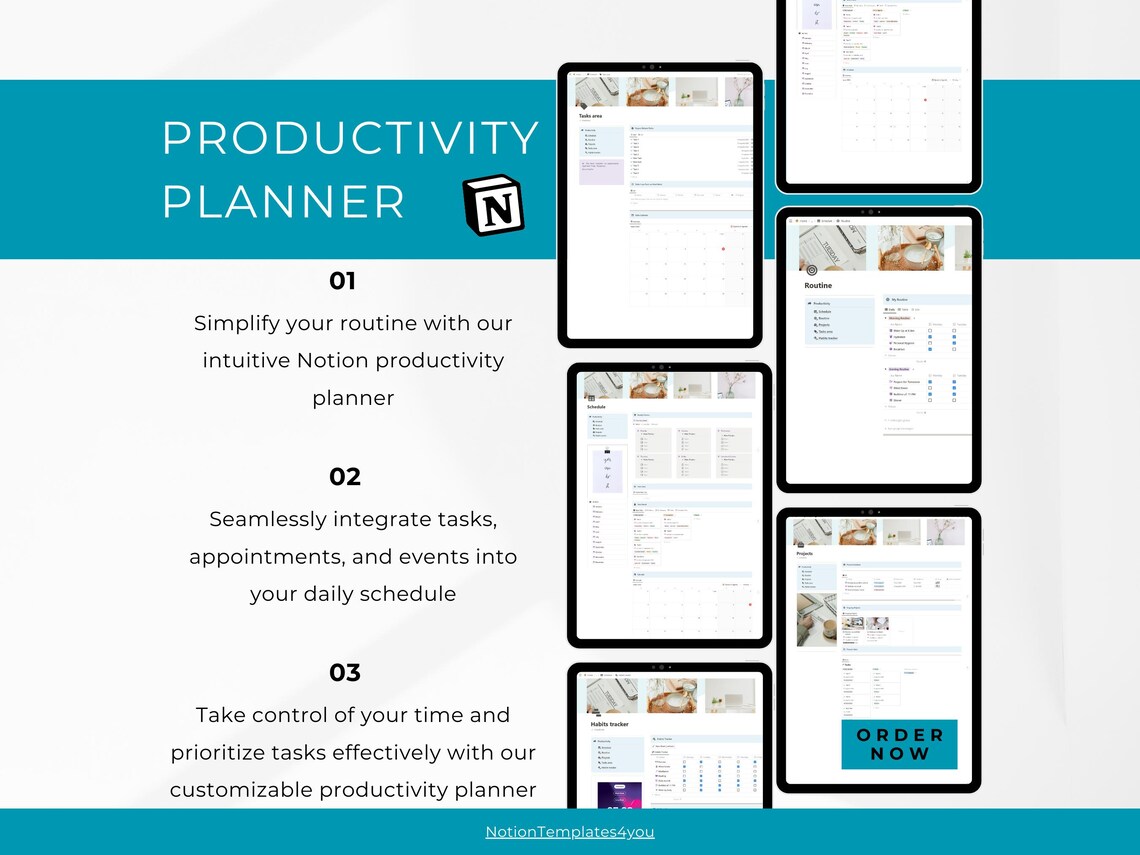 Notion Productivity Planner | Schedule Template & Dashboard for Routine ...