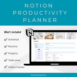 Notion Productivity Planner | Schedule Template & Dashboard for Routine, Projects, and Tasks to ...