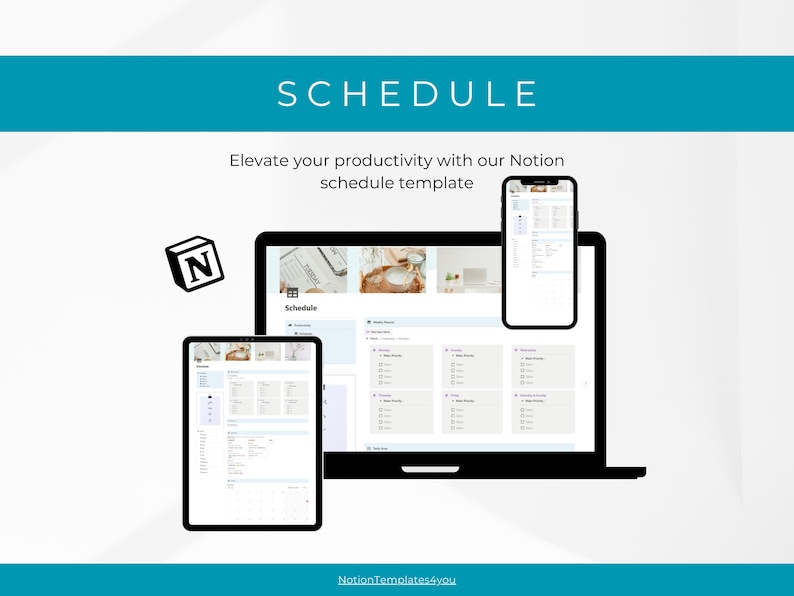 Notion Productivity Planner | Schedule Template & Dashboard for Routine ...