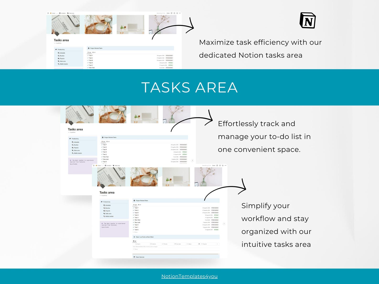 Notion Productivity Planner | Schedule Template & Dashboard for Routine ...