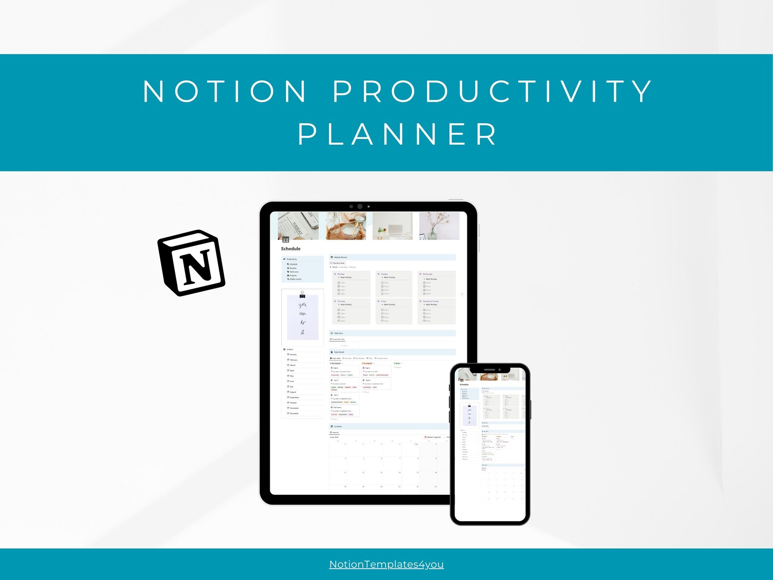 Notion Productivity Planner | Schedule Template & Dashboard for Routine ...