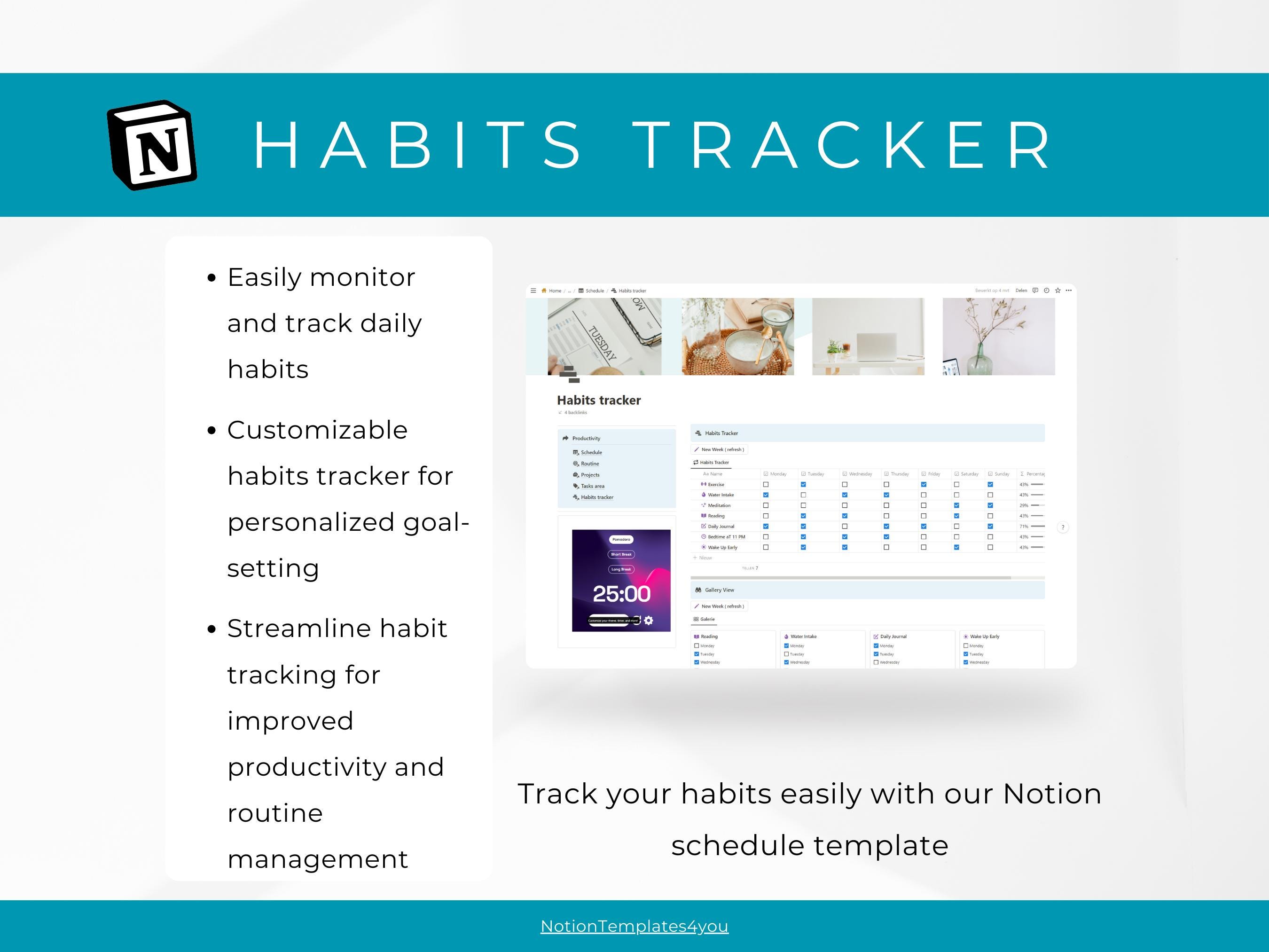 Notion Productivity Planner | Schedule Template & Dashboard for Routine ...
