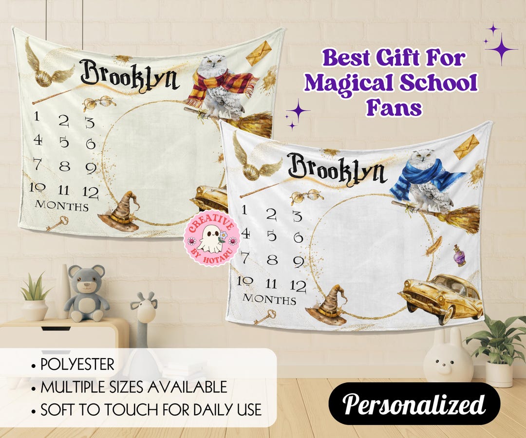 Personalized Hogwarts Hedwig Milestone, Custom Throw Blanket for ...