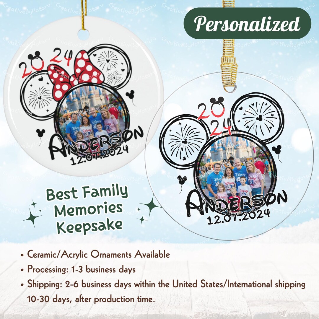 Custom Photo Family Trip Memento Ceramic Ornaments, Personalized Disney ...