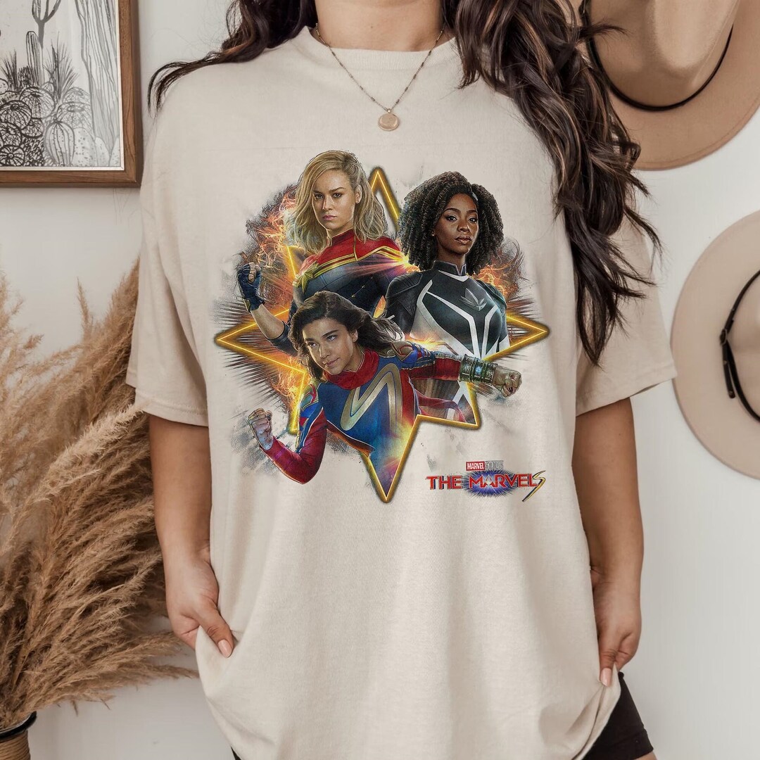 The Marvels Super Hero Trio Energy Glitch Poster T-shirt the - Etsy