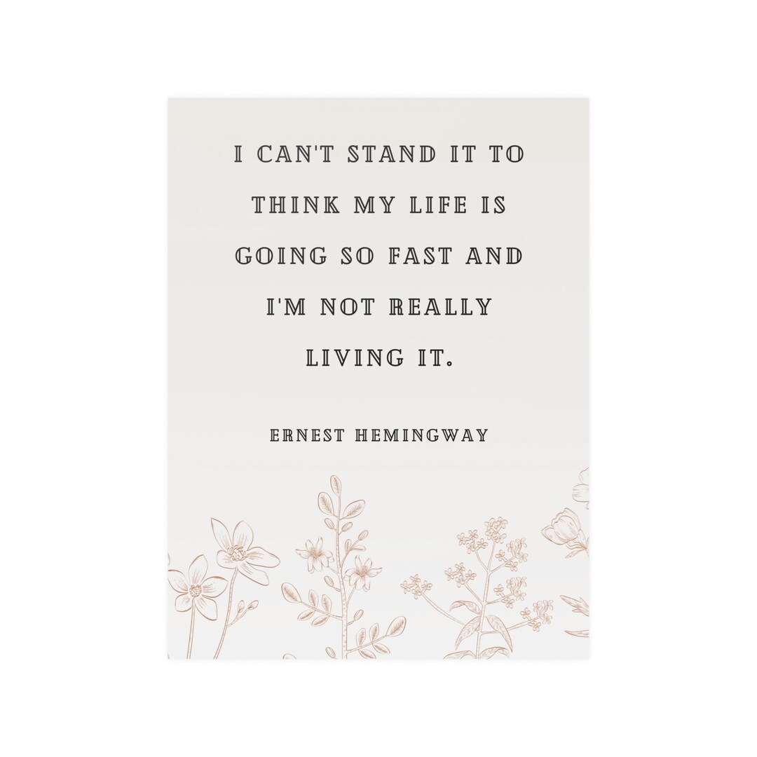 Ernest Hemingway Quote Poster Classic Literature Decor for - Etsy