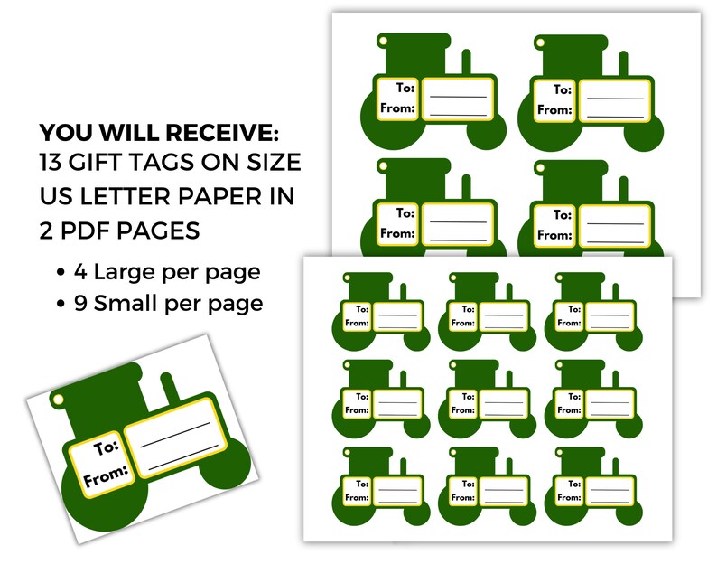 Printable Tractor Gift Tags - Etsy