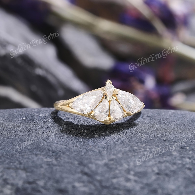 Unique Gothic Moth Moissanite Engagement Ring Solid Gold Moissanite ...