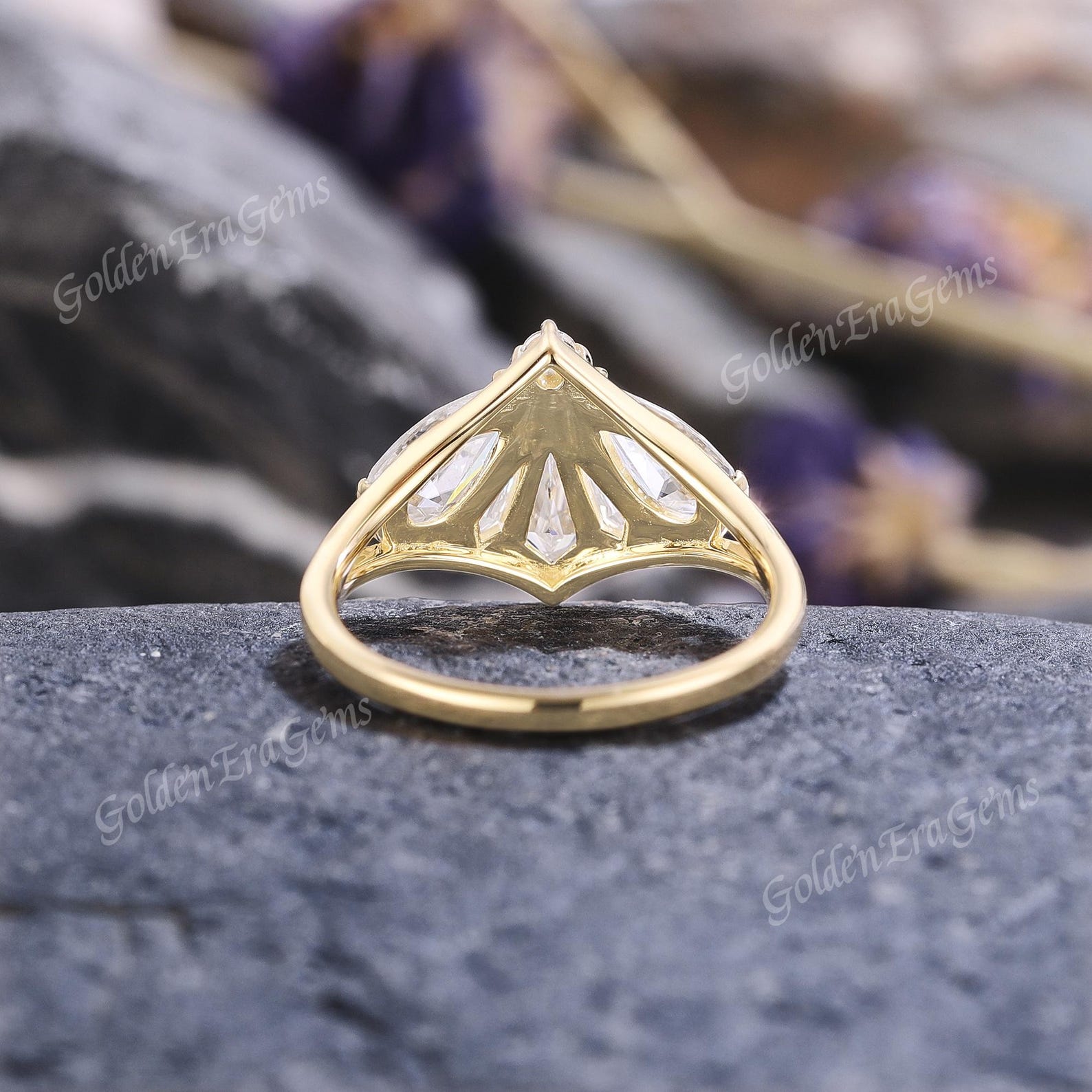 Anillo de compromiso de moissanita con diseño de polilla gótica vintage ...