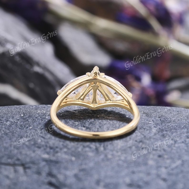 Unique Gothic Moth Moissanite Engagement Ring Solid Gold Moissanite ...