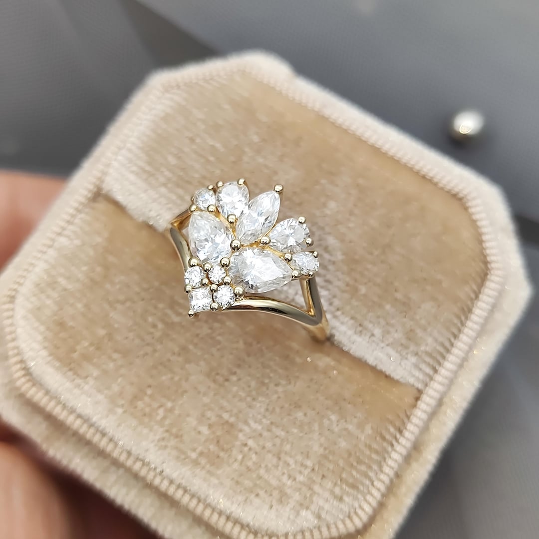 Nature Inspired Moth Engagement Ring Gold Unique Gothic Moissanite ...