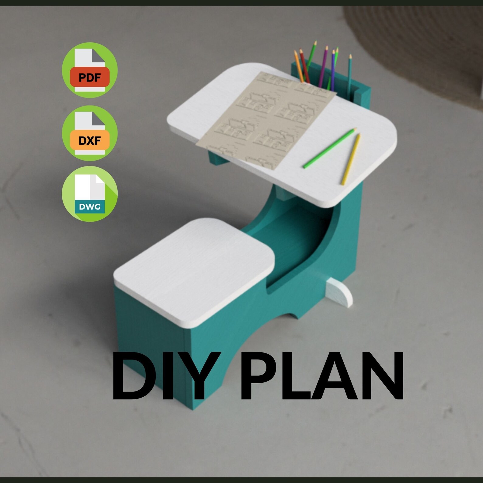 Kids Desk DIY Plan, Kids Coloring Desk, Kids Activity Desk Plan - Etsy