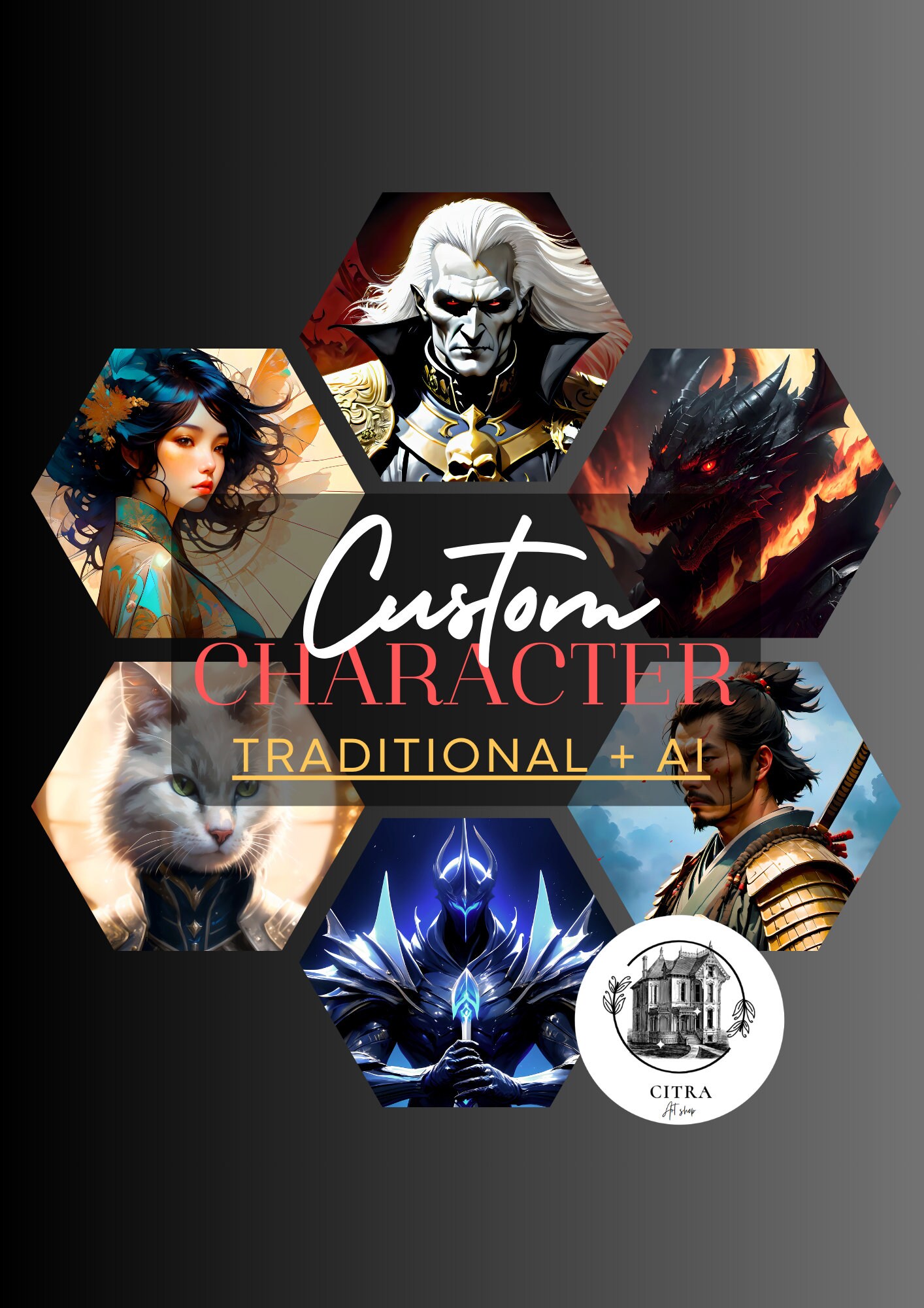 Custom Digital Art Fantasy Character Portrait Commisions traditional AI ...