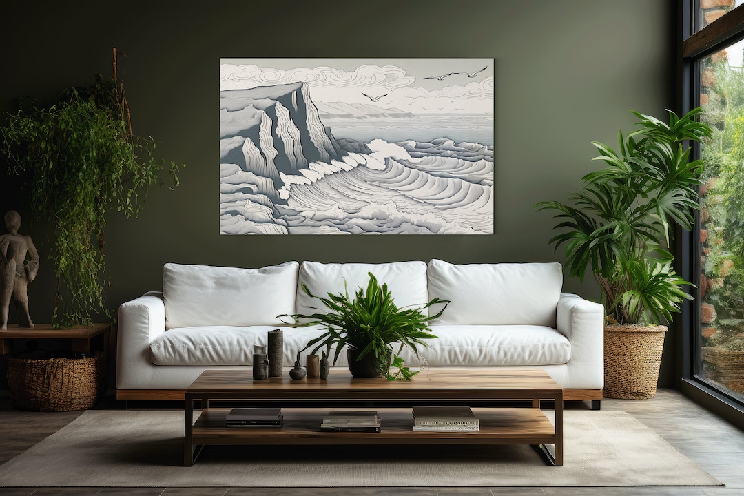 Ocean Topographic Map Wall Art Creative Contour Mountain Landscape ...