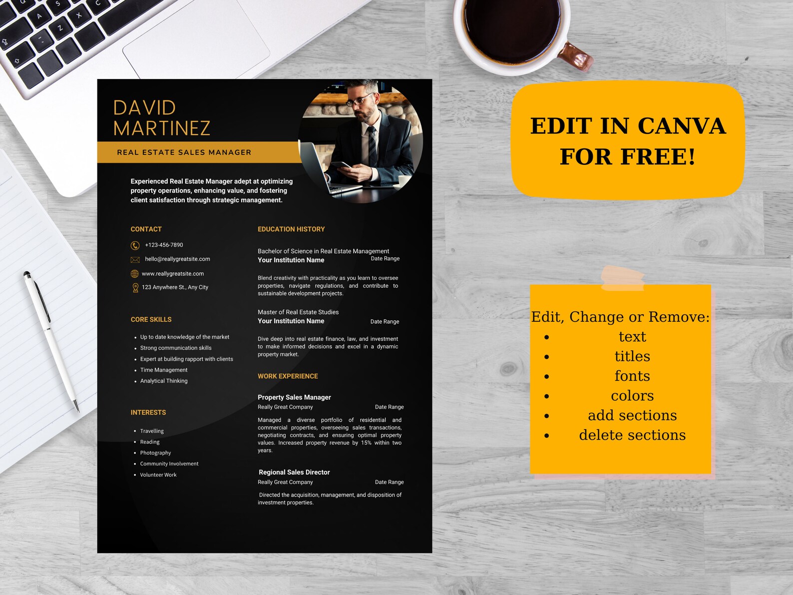 Elegant Template Resume Template With Photo CV Template - Etsy