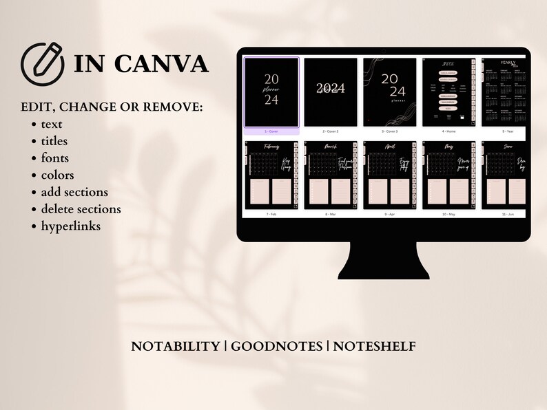 2024 Digital Planner Template Canva Best Digital Planner Today Planner ...